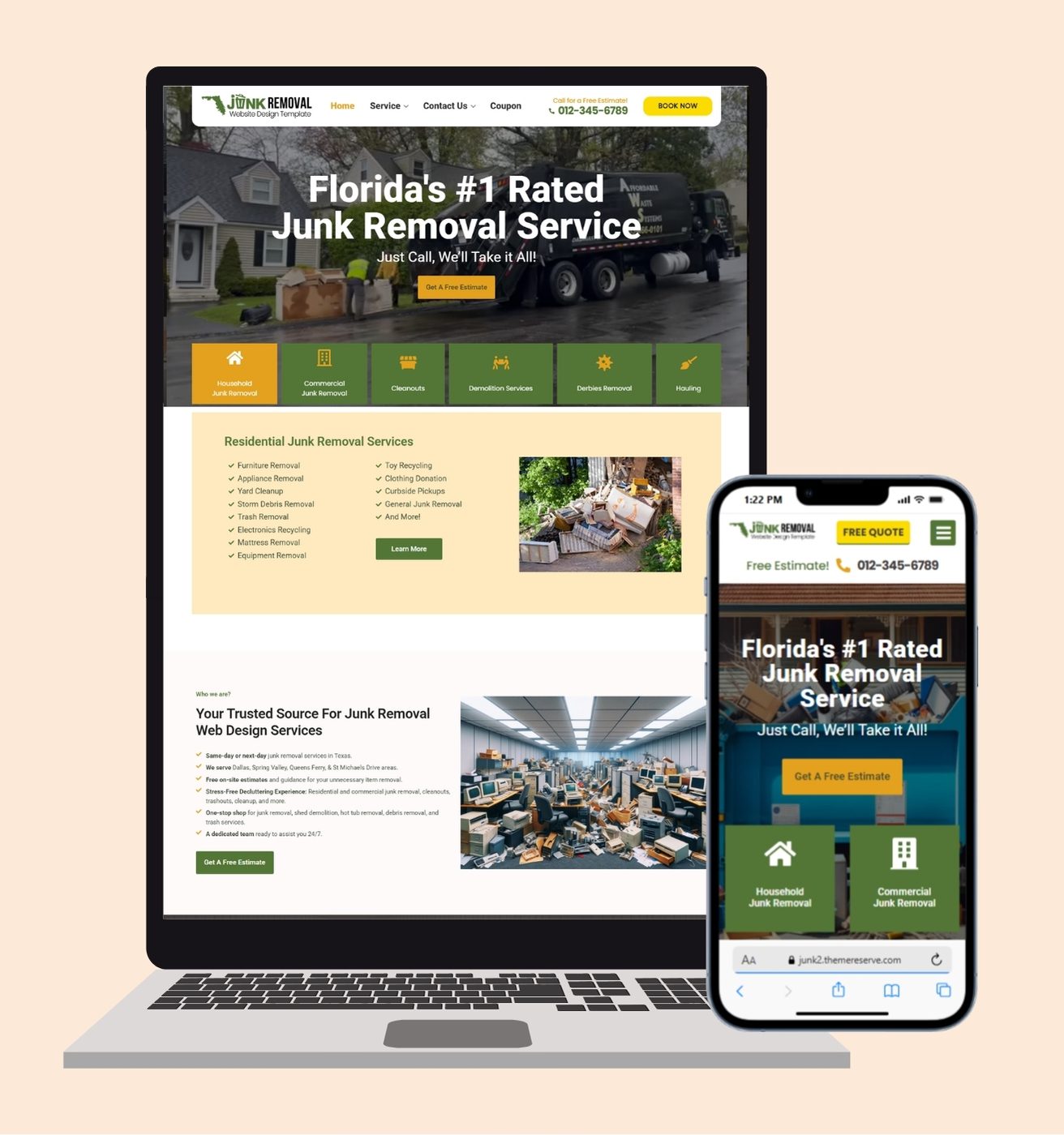 Junk Removal Website Template – Professional Design for Hauling ...